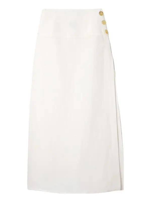 Le Kasha Linen Button Detailed Midi Skirt - No