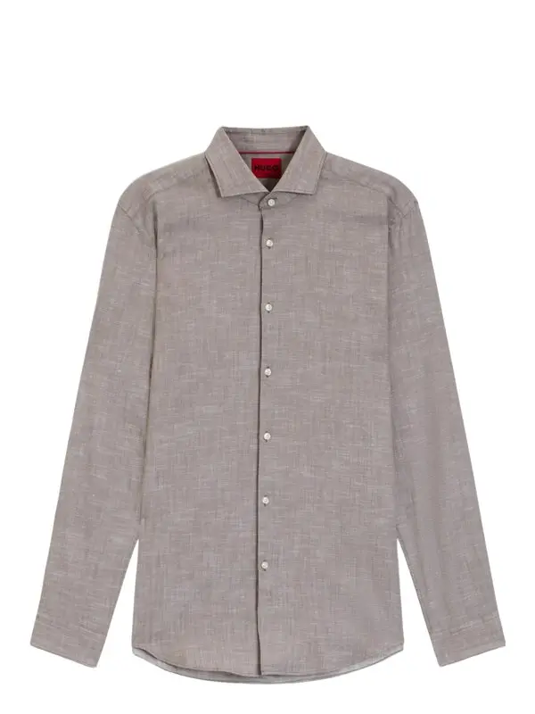 Hugo Boss Classic Collar Linen-cotton Shirt - Grey