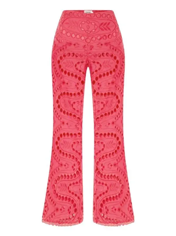 Charo Ruiz Ibiza Embroidered Cotton-blend Flared Trousers - Pink