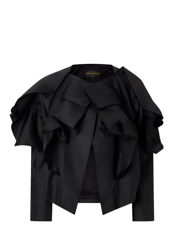 Comme Des Garçons Fitted Coat With Frayed Ruffles - Black