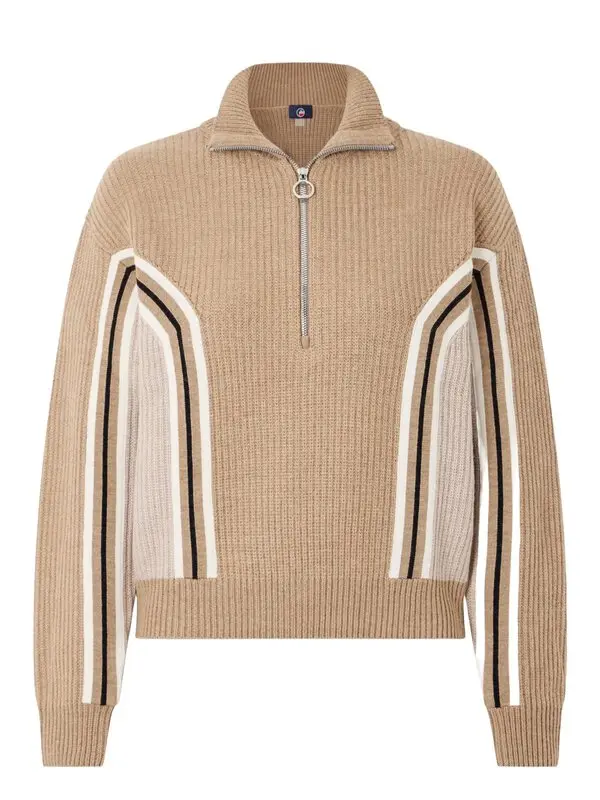 Fusalp Mirala Striped Ribbed Wool Sweater - Nude