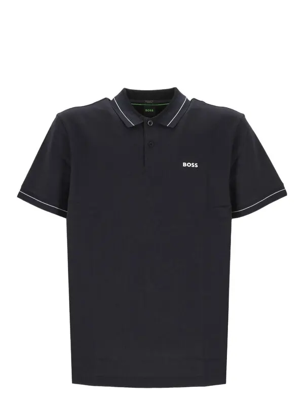 Hugo Boss Tipped Logo Polo Shirt - Navy Blue