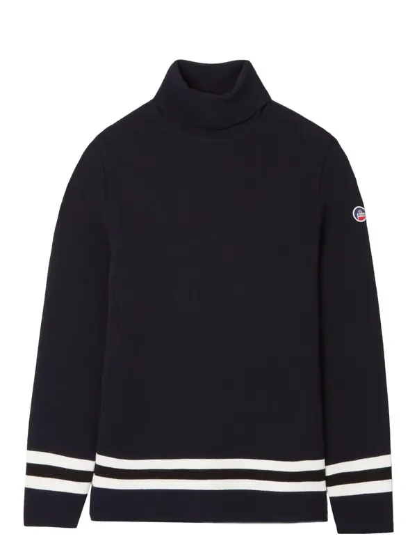 Fusalp Judith Striped Knitted Turtleneck Sweater - Black