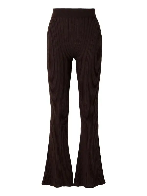 Cordova Savoie Ribbed Pointelle-knit Merino Wool Flared Pants - Black