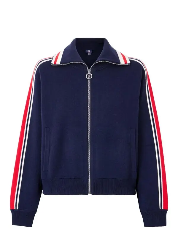 Fusalp Striped Wool-blend Zip-up Sweater - Black
