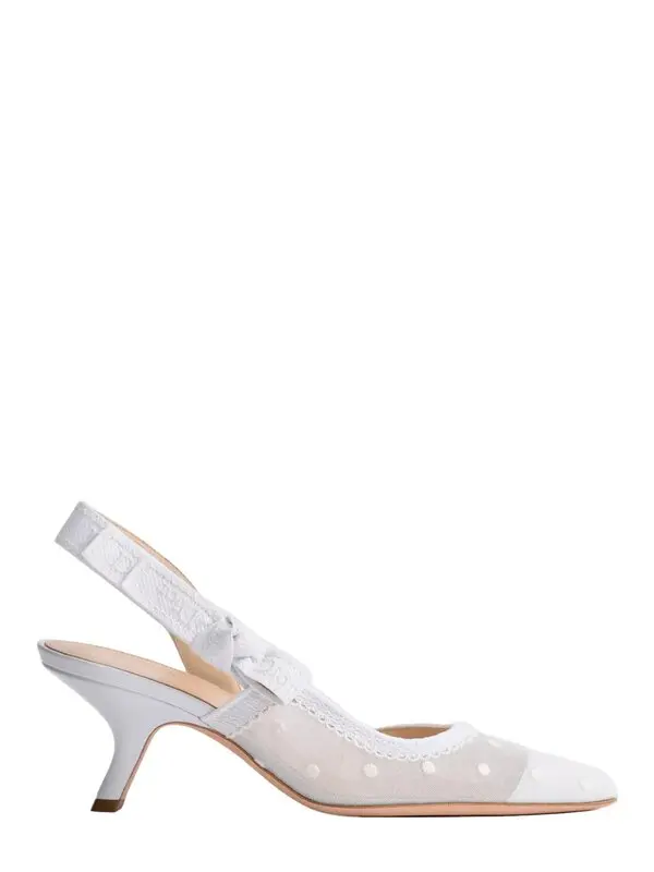 Dior J'adior Embroidered Tulle Slingback Pumps - White