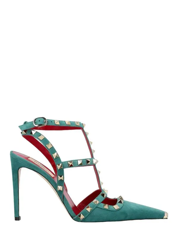 Valentino Garavani Rockstud Suede Pumps 100mm - Blue