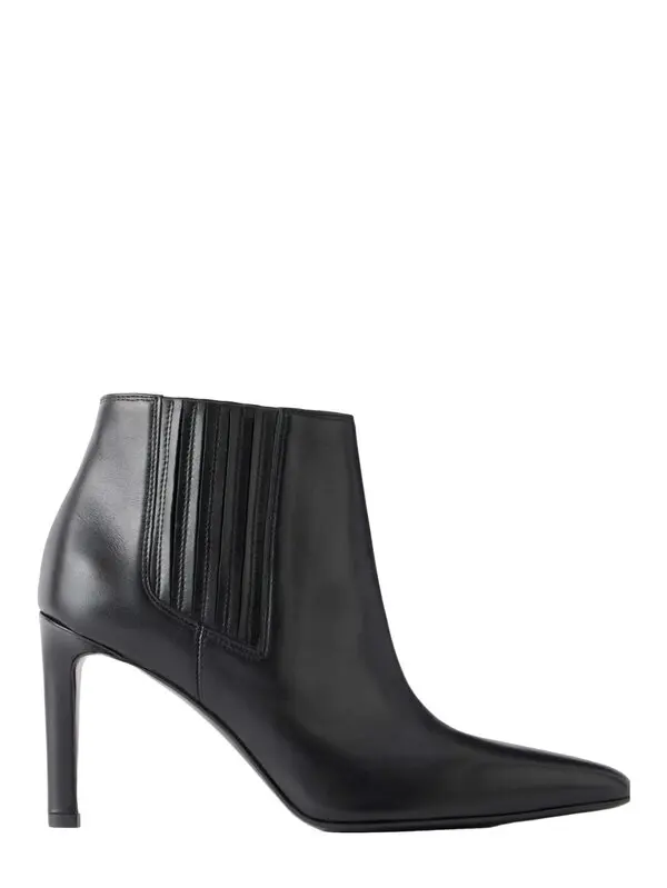 NILI LOTAN Leather Ankle Boots With Stiletto Heel - Black