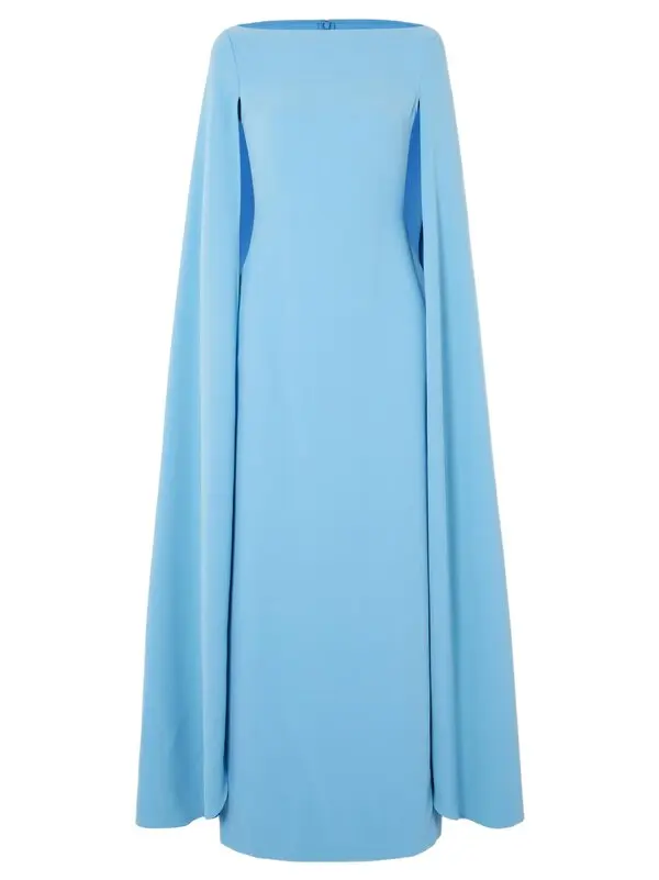 Solace Cape-effect Crêpe Gown - Blue