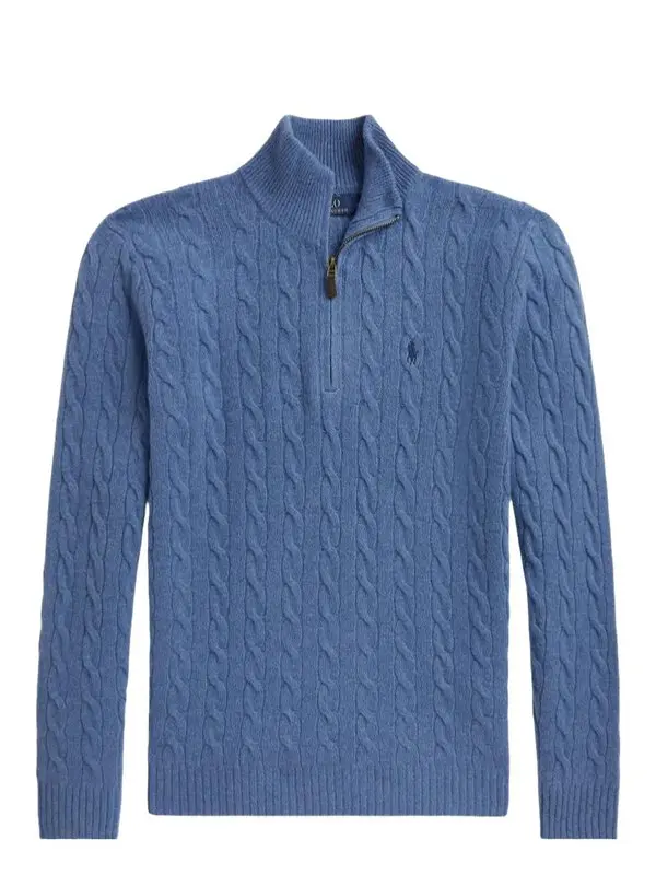 Polo Ralph Lauren Half Zip Cable Knitted Jumper - Blue