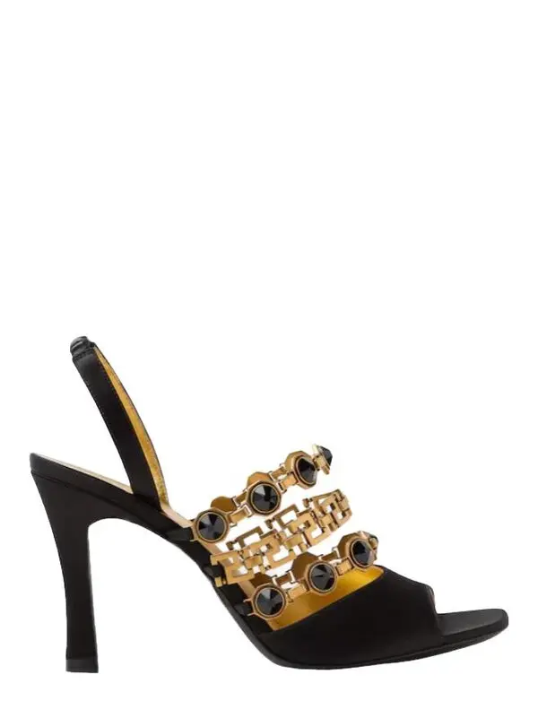 Versace Gemma 90mm Satin Sandals - Black
