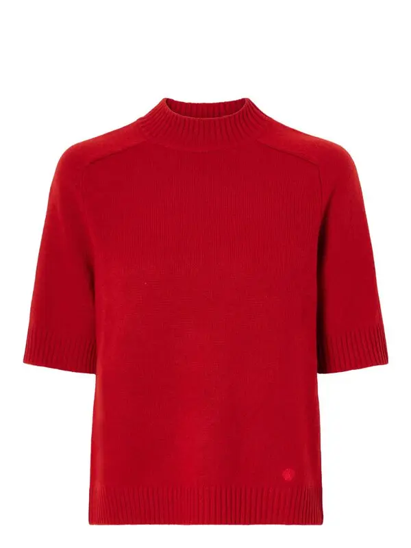 Loulou De Saison Mock Neck Short Sleeve Top - Red