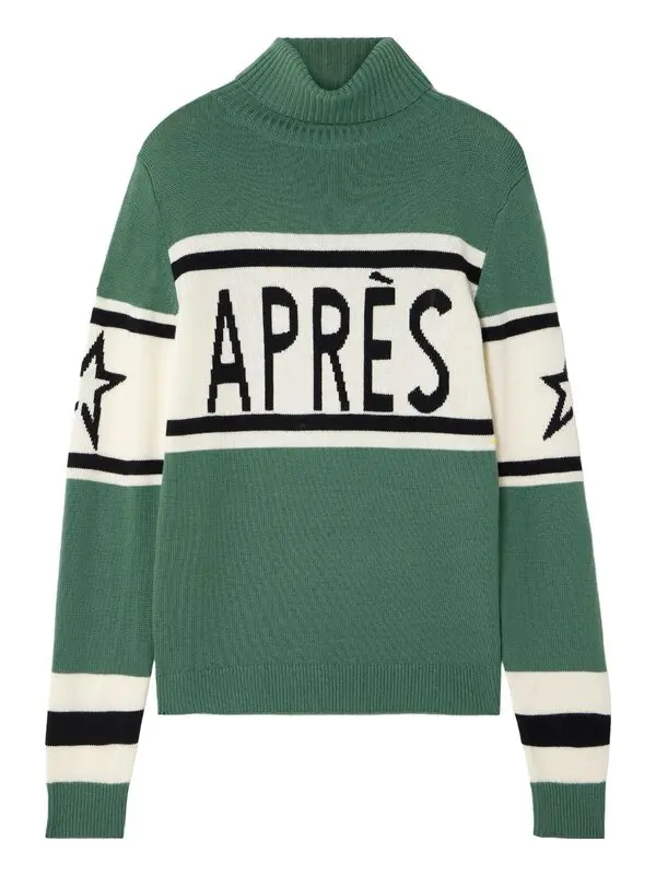 Perfect Moment Schild Intarsia Merino Wool Turtleneck Sweater - Green