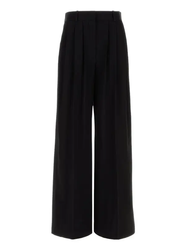 THE ROW Daniela Pleated Wide-leg Pants - Black