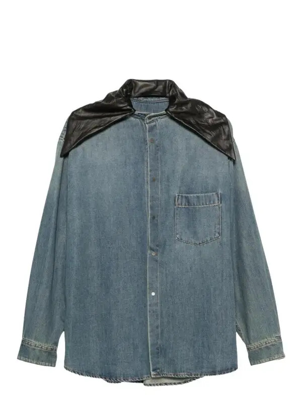 DARKPARK Color-block Collar Denim Shirt - Blue