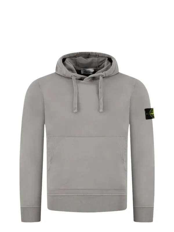 Stone Island Logo Patch Drawstring Hoodie - Grey