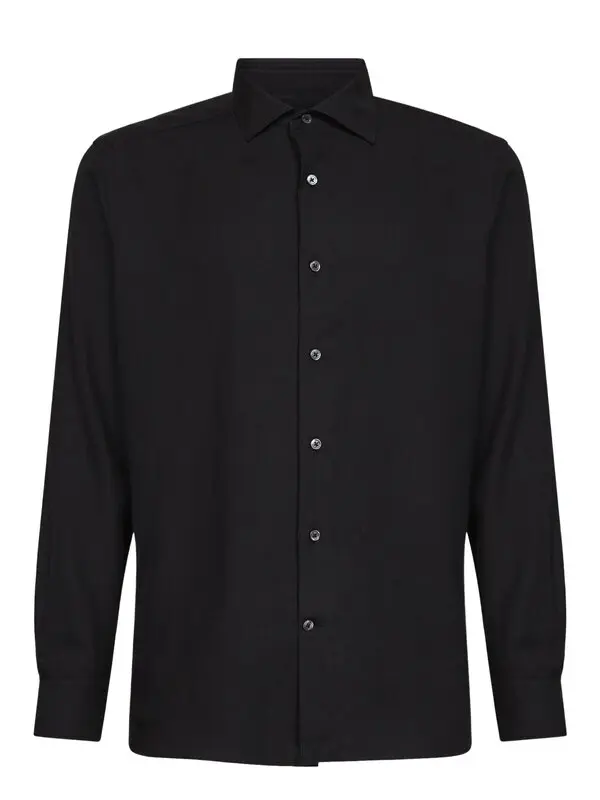 Zegna Regular Fit Spread Collar Shirt - Black