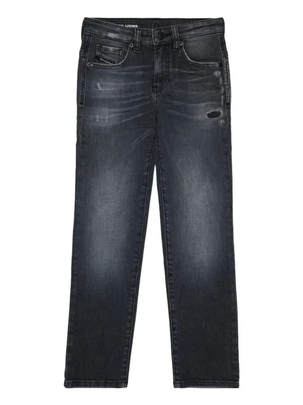 DIESEL® Distressed Regular Fit Jeans - Black/dark Grey