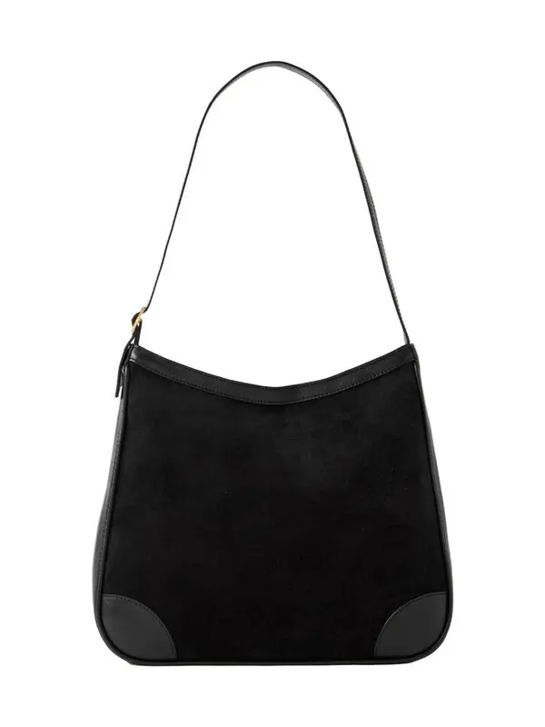 NILI LOTAN Trimmed Suede Shoulder Bag - Black