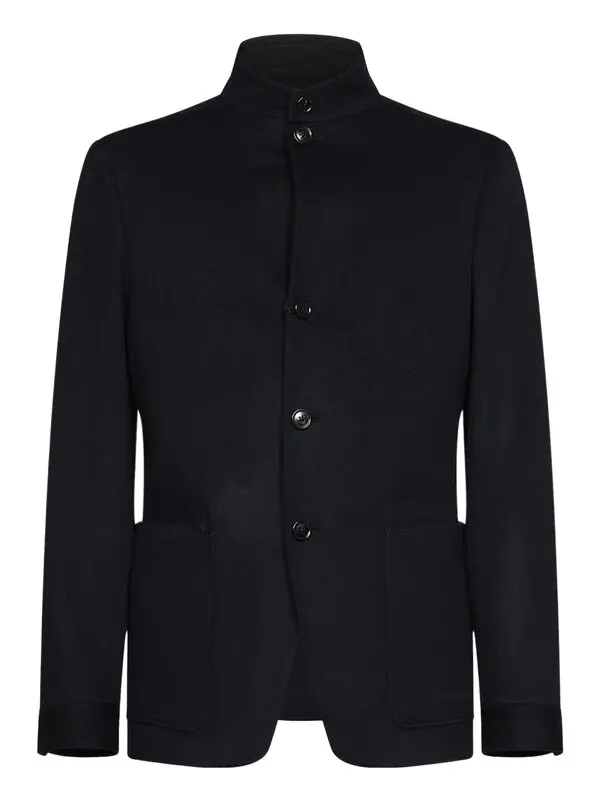 Zegna Stand Collar Patch Pocket Jacket - Navy