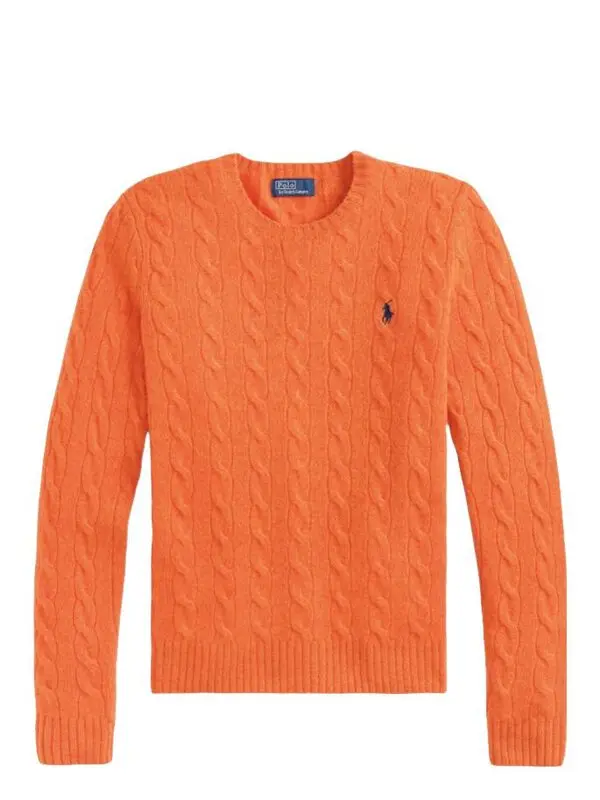 Polo Ralph Lauren Cable Knit Pony Embroidered Sweater - Orange