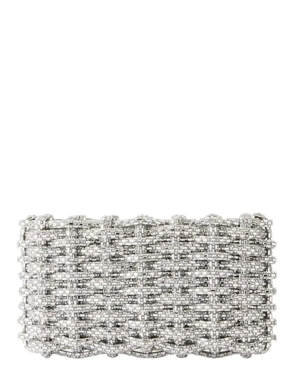 Simkhai Morgan Woven Crystal Clutch - White