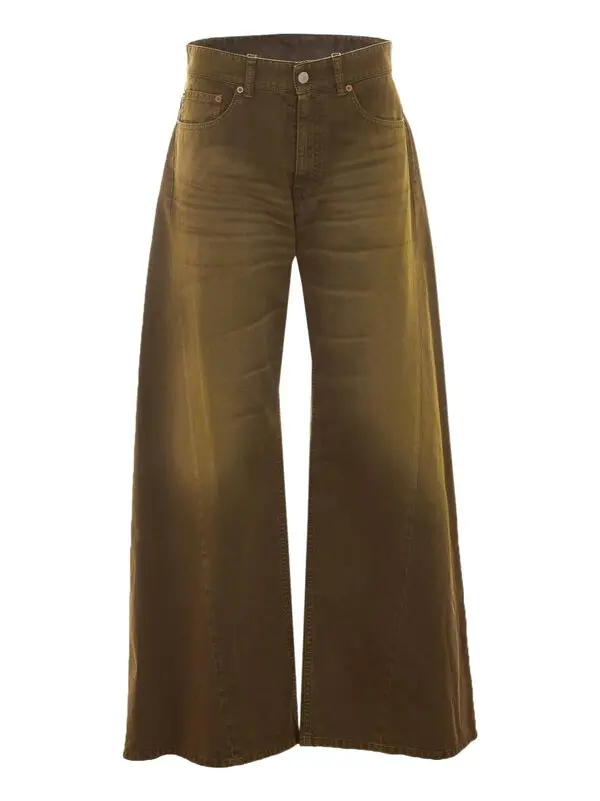MAISON MARGIELA Faded Panelled Wide-leg Jeans - Brown