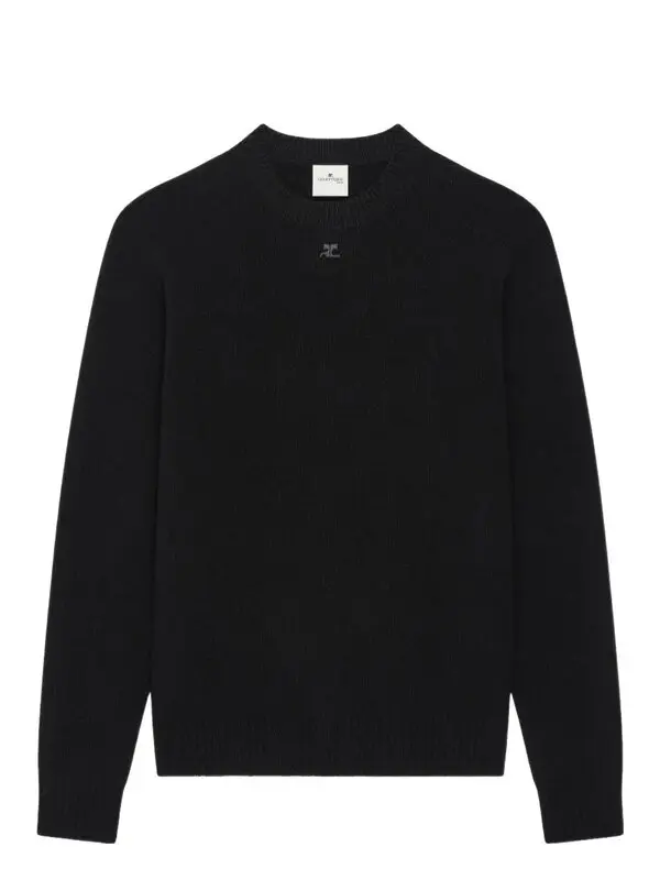 COURREGES Logo-embroidered Crew-neck Sweater - Black
