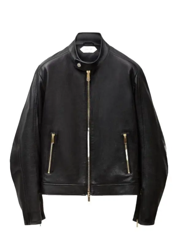 Versace Leather Biker Jacket With Medusa Hardware - Black