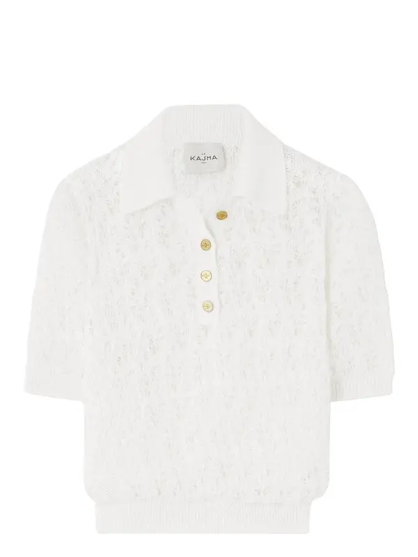 Le Kasha Open-knit Organic Linen Polo Shirt - White