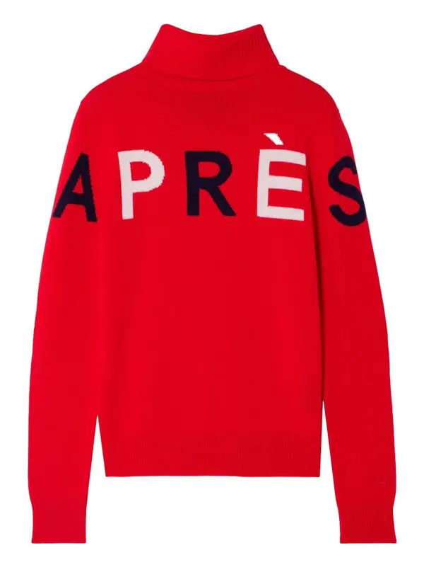 Perfect Moment Intarsia Merino Wool Turtleneck Sweater - Red