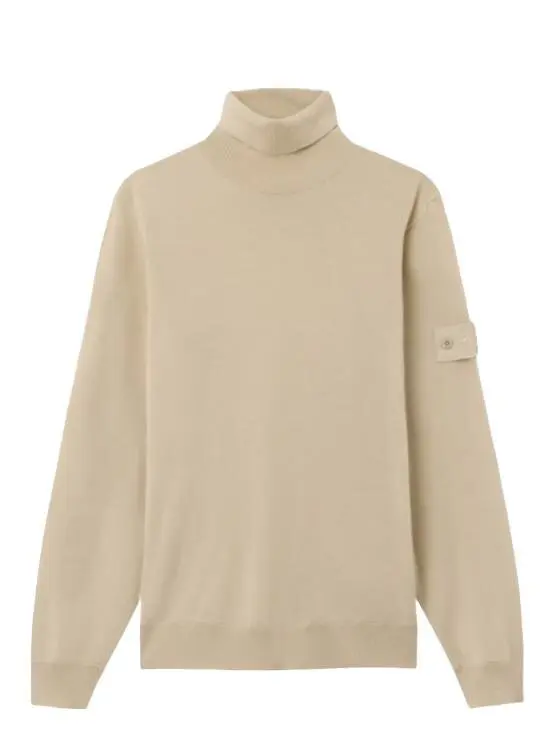 Stone Island Regular-fit Turtleneck Jumper With Ribbed Trims - Light Brown