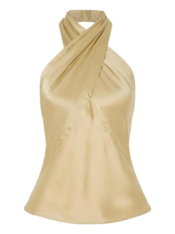 L'Agence Satin Halter Top - Golden