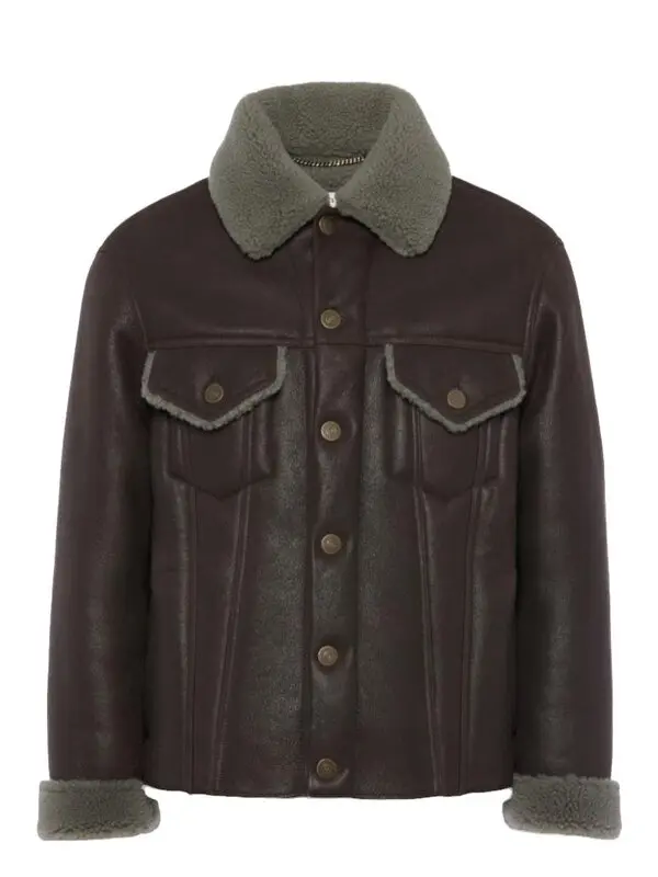 MAISON MARGIELA Waxed Shearling Jacket - Brown