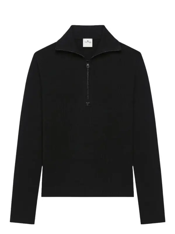 COURREGES Half-zip Logo Detail Sweater - Black