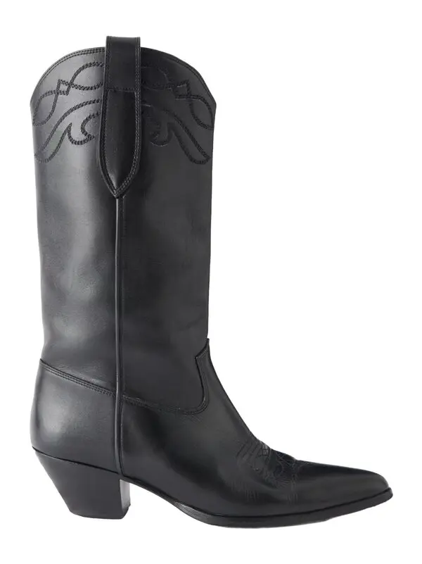 NILI LOTAN Square Heel Pointed Toe Boots - Black