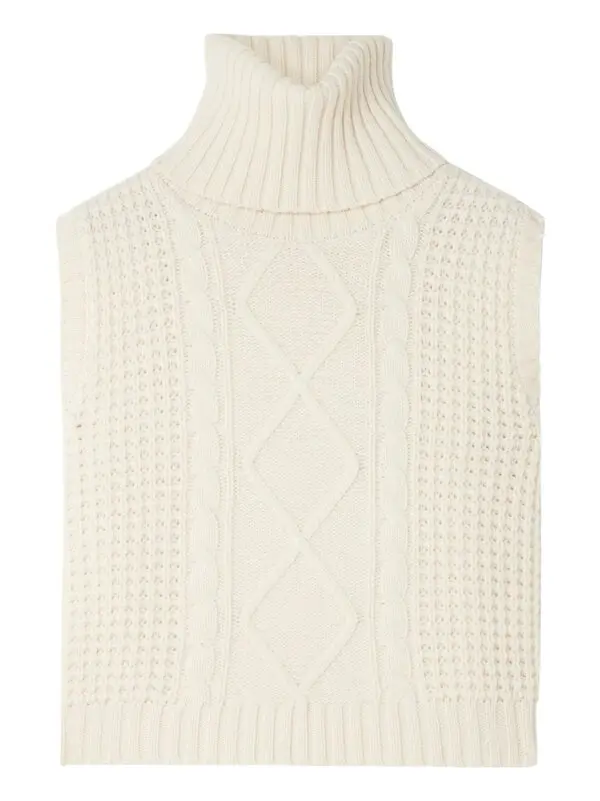 Perfect Moment Cable-knit Roll-neck Top - White