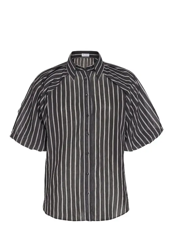 Brunello Cucinelli Striped Detailed Blouse - Black