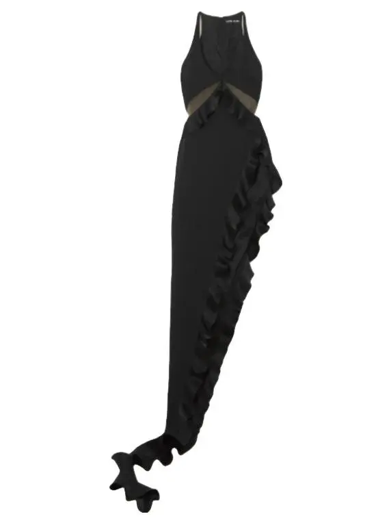 David Koma Cutout Crepe Gown - Black