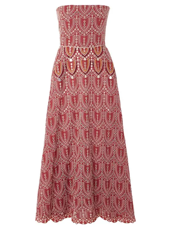 Johanna Ortiz Anglaise Maxi Dress - Red