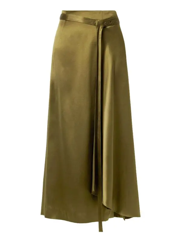 Adam Lippes Silk-charmeuse Midi Skirt - Brown