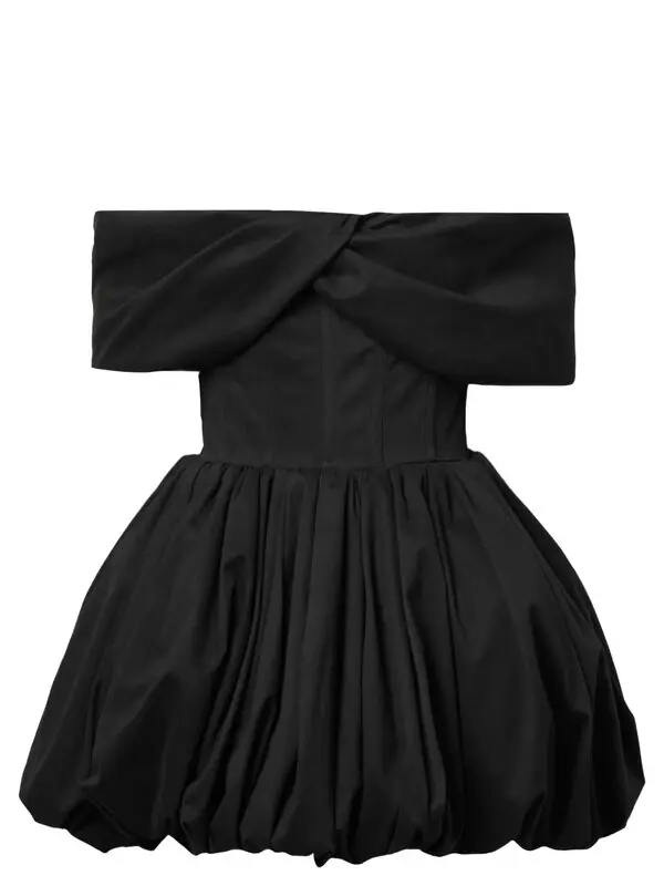 Brandon Maxwell Off-the-shoulder Cotton Blended Poplin Mini Dress - Black