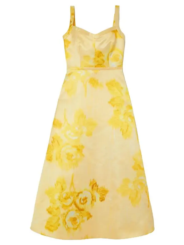 EMILIA WICKSTEAD Elvita Floral-print Duchesse-satin Midi Dress - Nude