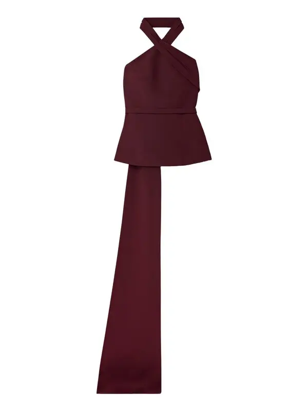 Safiyaa Asymmetrical Crepe Halter Top - No