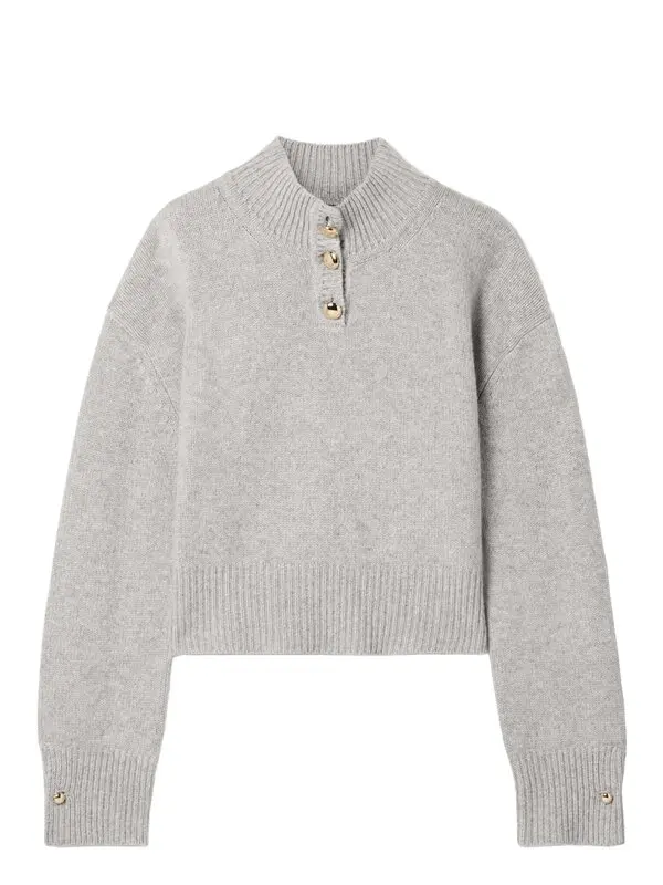 Brandon Maxwell The Rowe Cropped Recycled-cashmere Sweater - Gray