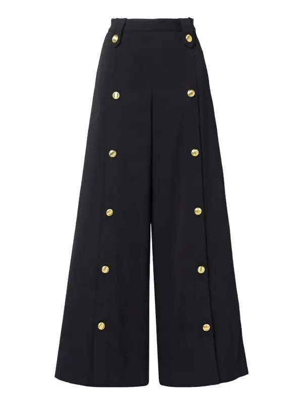 Rosetta Getty High-waisted Wide-leg Trousers With Golden Button Detail - No