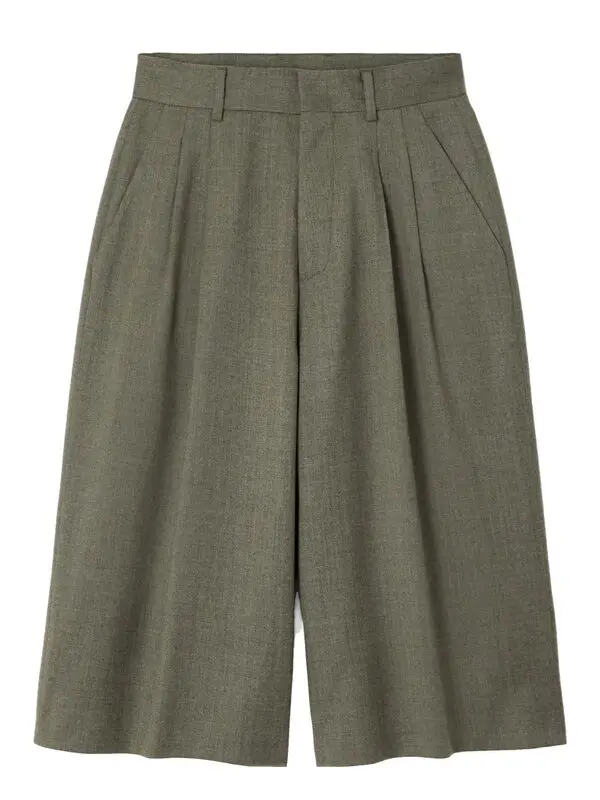 FORTELA Pleated Wool Blend Shorts - Green