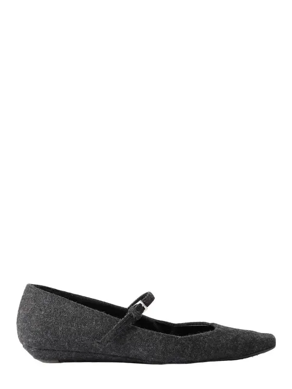 Loulou De Saison Flannel Mary Jane Ballet Flats - Black