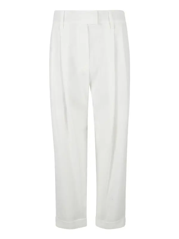 Brunello Cucinelli Pleated-detail Straight Trousers - White