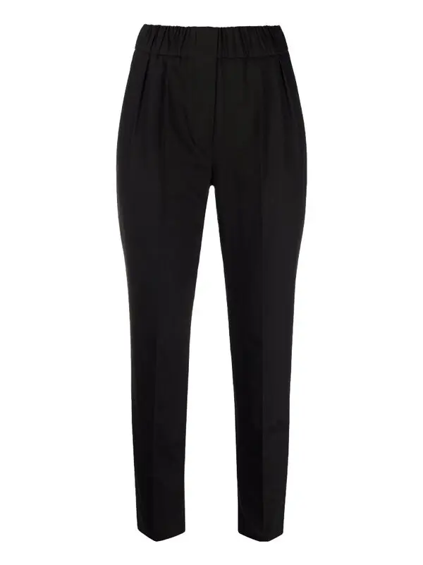 Brunello Cucinelli Cropped Pleated Trousers - Black